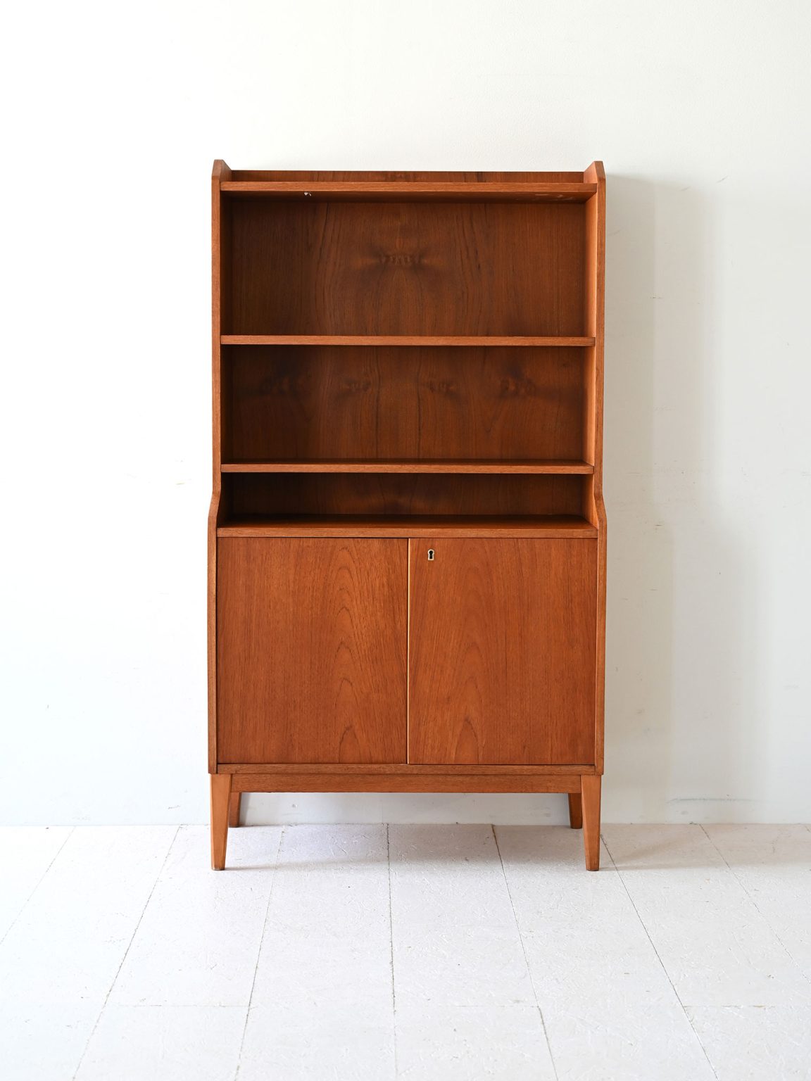 Scandinavian Teak Bookcase with Hinged Doors | Casafika
