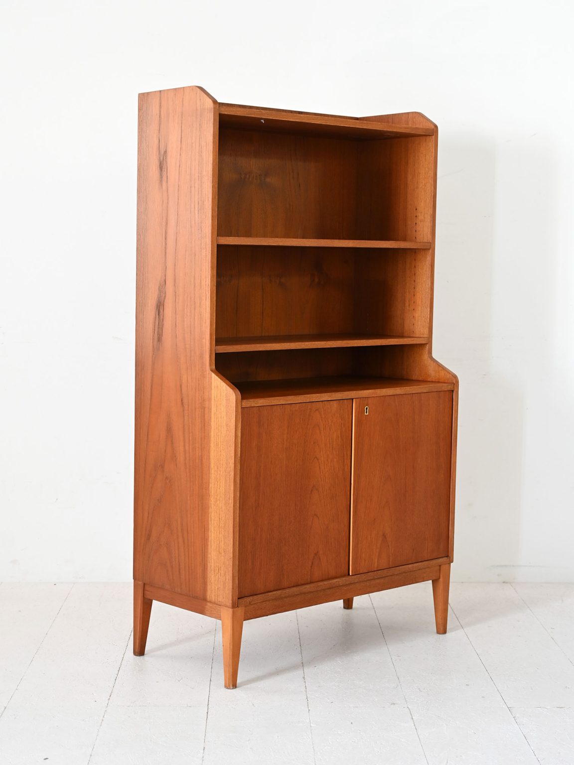 Scandinavian Teak Bookcase with Hinged Doors | Casafika