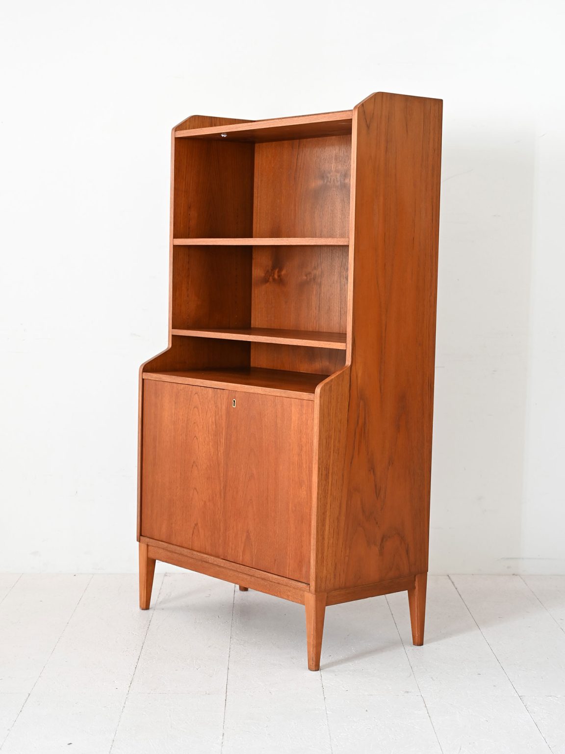 Scandinavian Teak Bookcase with Hinged Doors | Casafika