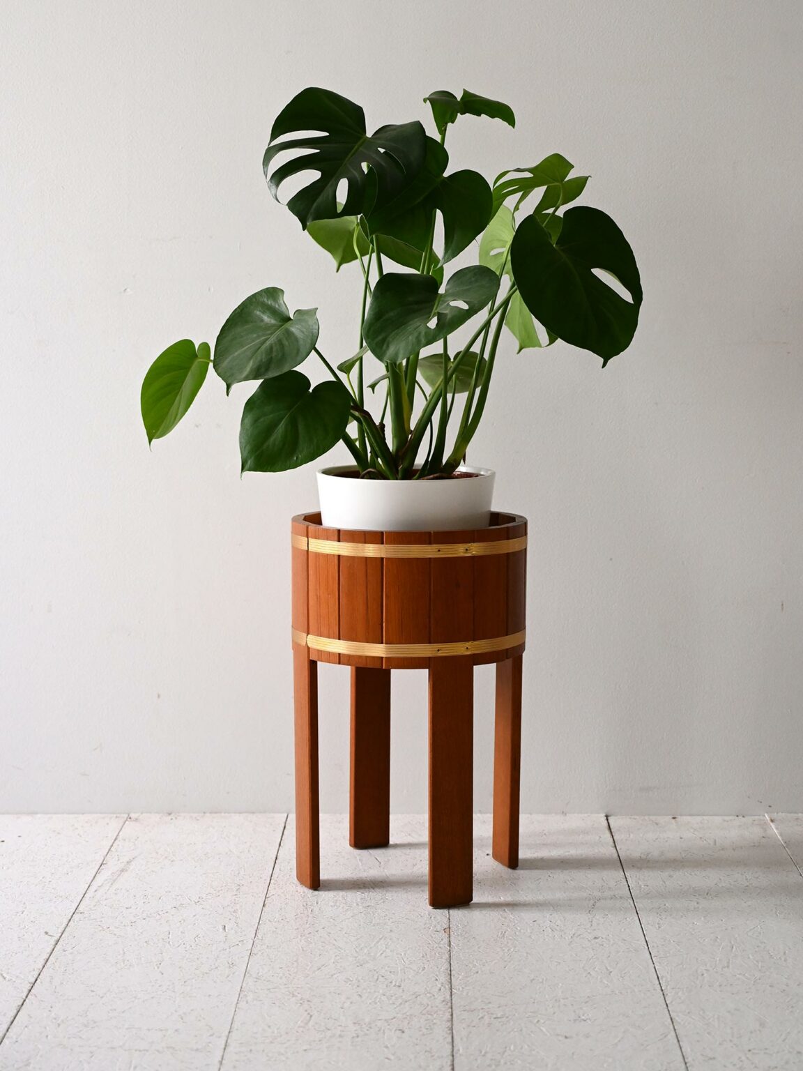 1950s/60s Scandinavian Teak and Brass Planter | Casafika
