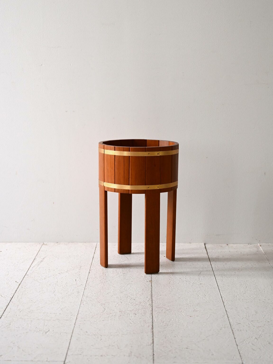 1950s/60s Scandinavian Teak and Brass Planter | Casafika