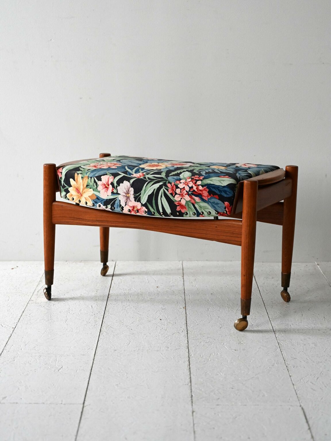 Scandinavian 1950s footstool with Frank fabric | Casafika
