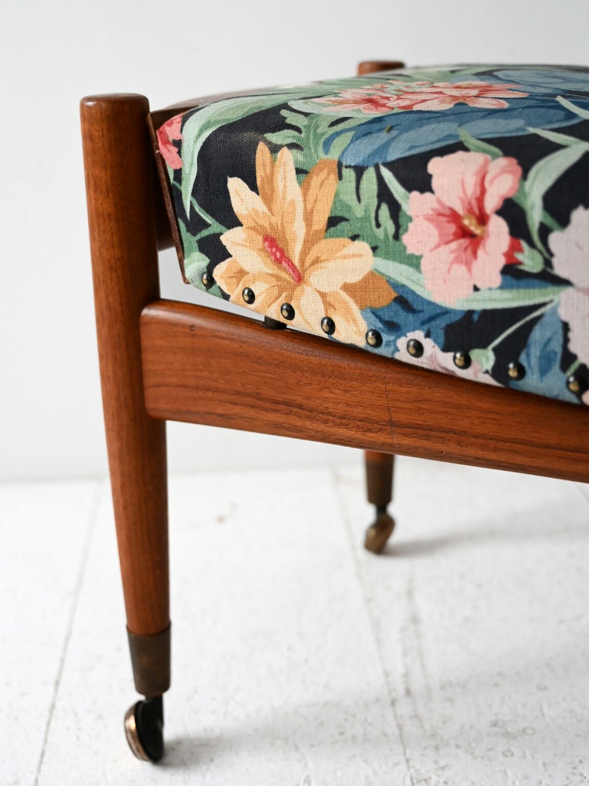 Scandinavian 1950s footstool with Frank fabric | Casafika